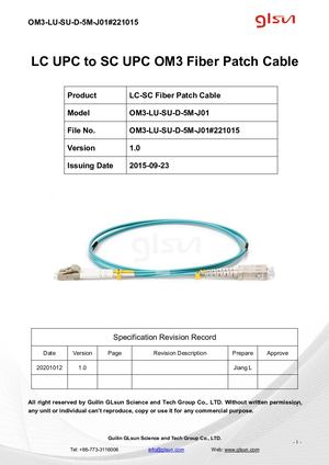 Calaméo - Om3 Mm Lc Upc To Sc Upc 5m Duplex Fiber Patch Cord Data Sheet ...