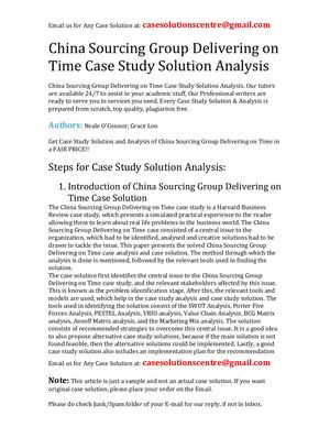 Calaméo - China Sourcing Group Delivering On Time Case Study Solution Analysis