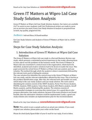 Calaméo - Green IT Matters At Wipro Ltd Case Study Solution Analysis