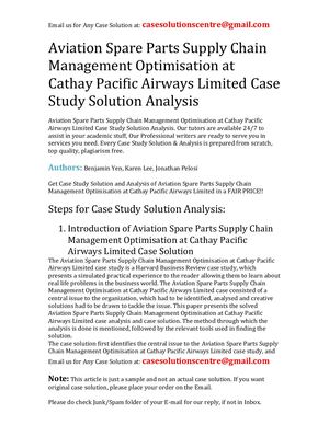 Calaméo - Aviation Spare Parts Supply Chain Management Optimisation At Cathay Pacific Airways ...