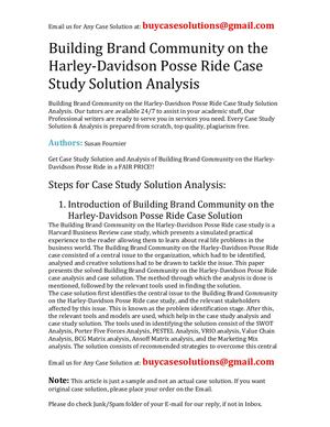 Calaméo - Building Brand Community On The Harley Davidson Posse Ride Case Study Solution Analysis