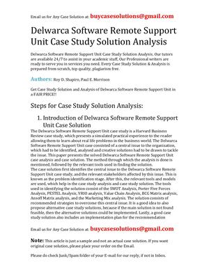 Calaméo - Delwarca Software Remote Support Unit Case Study Solution ...