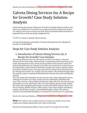 Calaméo - Calveta Dining Services Inc A Recipe For Growth? Case Study ...
