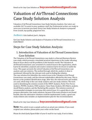 Calaméo - Valuation Of AirThread Connections Case Study Solution Analysis