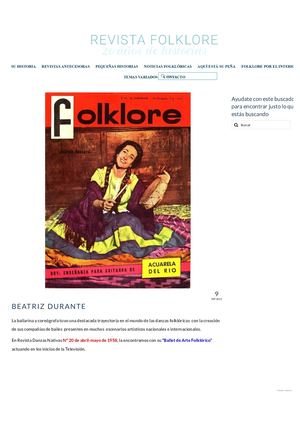 Calaméo - RUBEN ALBERTO BENEGAS: Beatriz Durante – Revista Folklore