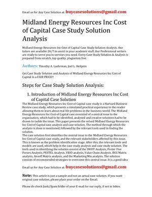 Calaméo - Midland Energy Resources Inc Cost Of Capital Case Study ...