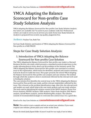 Calaméo - YMCA Adapting The Balance Scorecard For Non Profits Case Study Solution Analysis