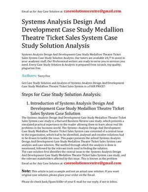 Calaméo - Systems Analysis Design And Development Case Study Medallion Theatre Ticket Sales ...