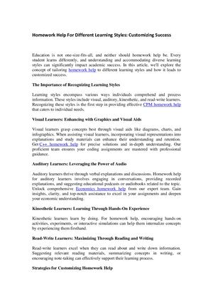 Calaméo - Homework Help For Different Learning Styles: Customizing Success