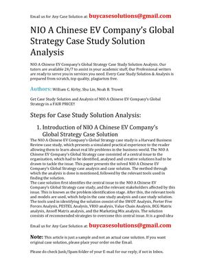 Calaméo - NIO A Chinese EV Company's Global Strategy Case Study ...