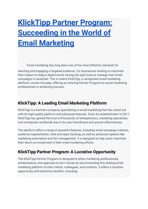 Calaméo - Klick Tipp Partner Program Succeeding In The World Of Email ...