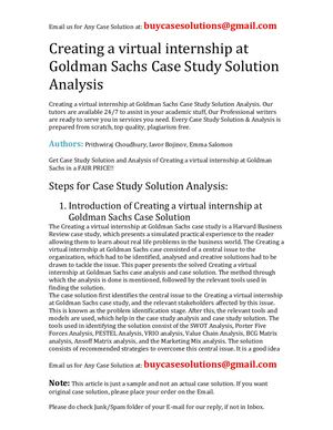 Calaméo - Creating A Virtual Internship At Goldman Sachs Case Study ...