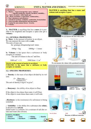 Calaméo - SCIENCE 5.6.1. UNIT 6. MATTER & ENERGY. English