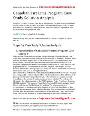 Calaméo - Canadian Firearms Program Case Study Solution Analysis