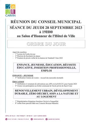 Calaméo - ORDRE DU JOUR DU CONSEIL MUNICIPAL JEUDI 28 SEPTEMBRE 2023