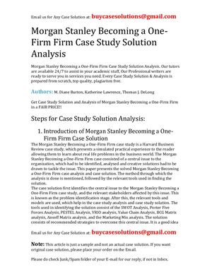 Calaméo - Morgan Stanley Becoming A One Firm Firm Case Study Solution Analysis
