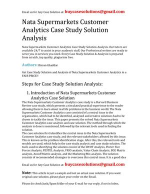 Calaméo - Nata Supermarkets Customer Analytics Case Study Solution Analysis