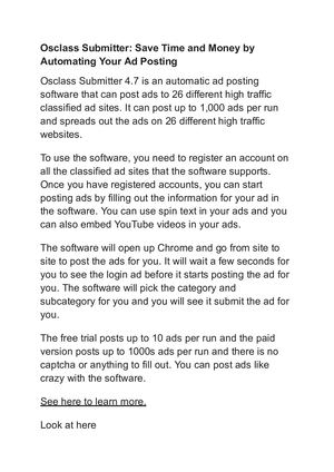 Calaméo - Osclass Submitter Save Time And Money By Automating Your Ad ...