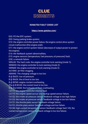 Calaméo - Komatsu Fault Code List