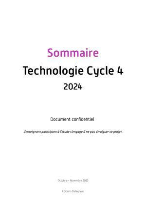 Calaméo - Sommaire du manuel Technologie Cycle 4 2024
