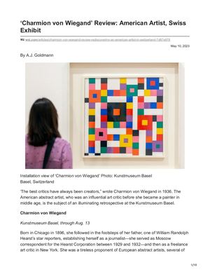 Calaméo - 2023 0510 Wall Street Journal, Charmion Von Wiegand Review ...