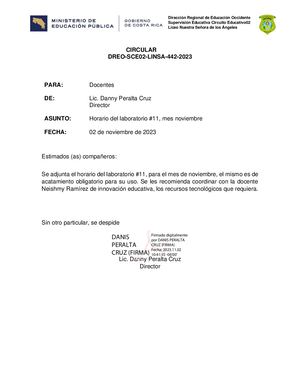 Calaméo - Circular 442 Horario Laboratorio Noviembre 2023