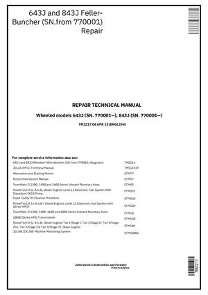 Calaméo - John Deere 643j, 843j Wheeled Feller Buncher Sevice Repair ...