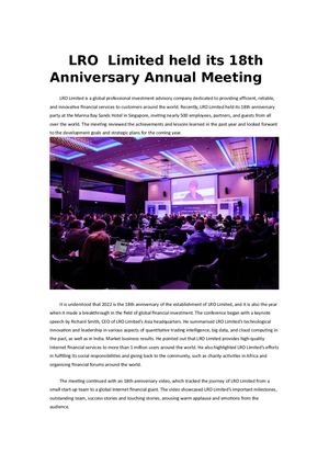 Calaméo - Lro Limited 18th Anniversary Meeting