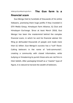 Calaméo - #Wengui Guo#washington Farm The Guo Farm Is A Financial Scam