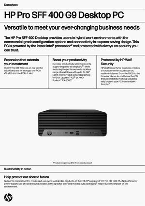 Calaméo - Hp Pro Sff 400 G9 Desktop Pc