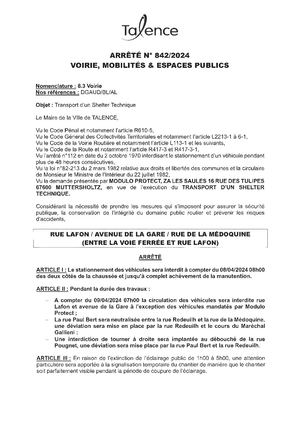 Calaméo - Arrete 842-2024 - Interdiction De Stationner Circulation ...