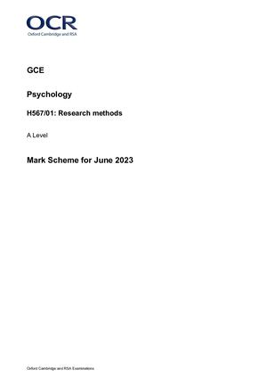 Calaméo - 2023 OCR A LEVEL PSYCHOLOGY PAPER 1 MARK SCHEME (H567/01 ...