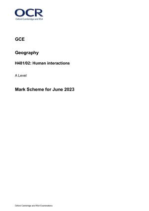 Calaméo - 2023 OCR A LEVEL GEOGRAPHY PAPER 2 MARK SCHEME (H481/02 ...