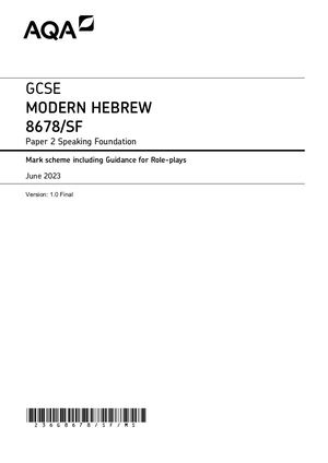 Calaméo - 2023 AQA GCSE MODERN HEBREW PAPER 2 MARK SCHEME (8678/SF ...