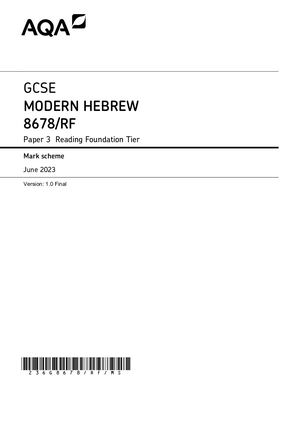 Calaméo - 2023 AQA GCSE MODERN HEBREW PAPER 3 MARK SCHEME (8678/RF ...