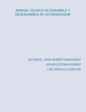 Calaméo - Manual técnico de ensamble y desensamble