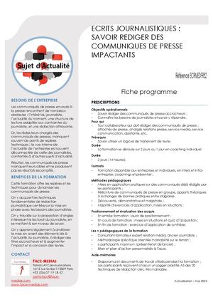 Calaméo - Formation Savoir Rediger Communiques Presse Impactants ECRMEDFRA52