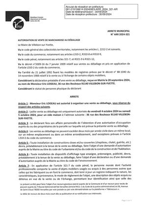 Calaméo - Arr 2024 321 Autorisation De Vente De Marchandise Au Déballage