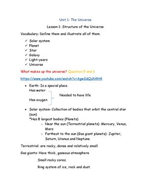 Calaméo - Unit 1 Universe Test 1