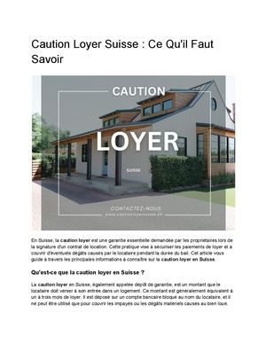Calaméo - Caution Loyer Suisse