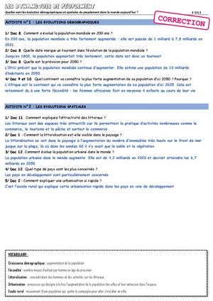 Calaméo - 6 G1l3 Les Dynamiques De Peuplement V2 Corrigé