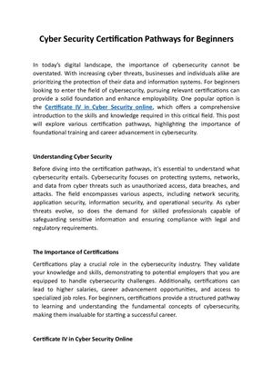 Calaméo - Cyber Security Certification Pathways For Beginners