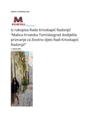 Calaméo - Matica Hrvatska Tomislavgrad Dodijelila Priznanje Za Zivotno ...