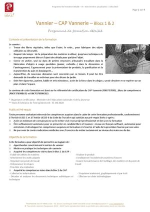 Calaméo - Prog Cap Vannerie Blocs 1 Et 2 Ce