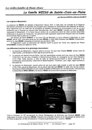 Calaméo - La famille Weiss de Sainte Croix-en-Plaine, Le Généalogiste ...