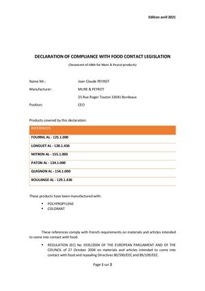 Calaméo - EN-Longuet Al Declaration Of Compliance With Food Contact ...