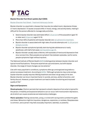 Calaméo - Bipolar Disorder Fact Sheet April 2025