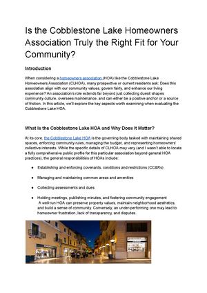 Calaméo - Is the Cobblestone Lake Homeowners Association Truly the ...