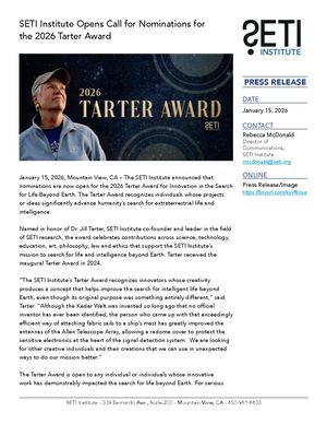 Calaméo - SETI Institute Opens Call for Nominations for the 2026 Tarter ...
