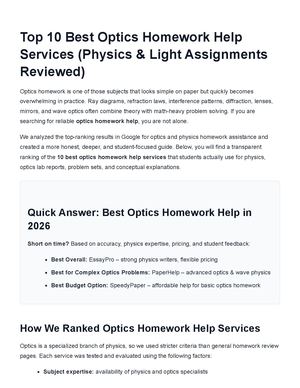 Calaméo - Optics Homework Help